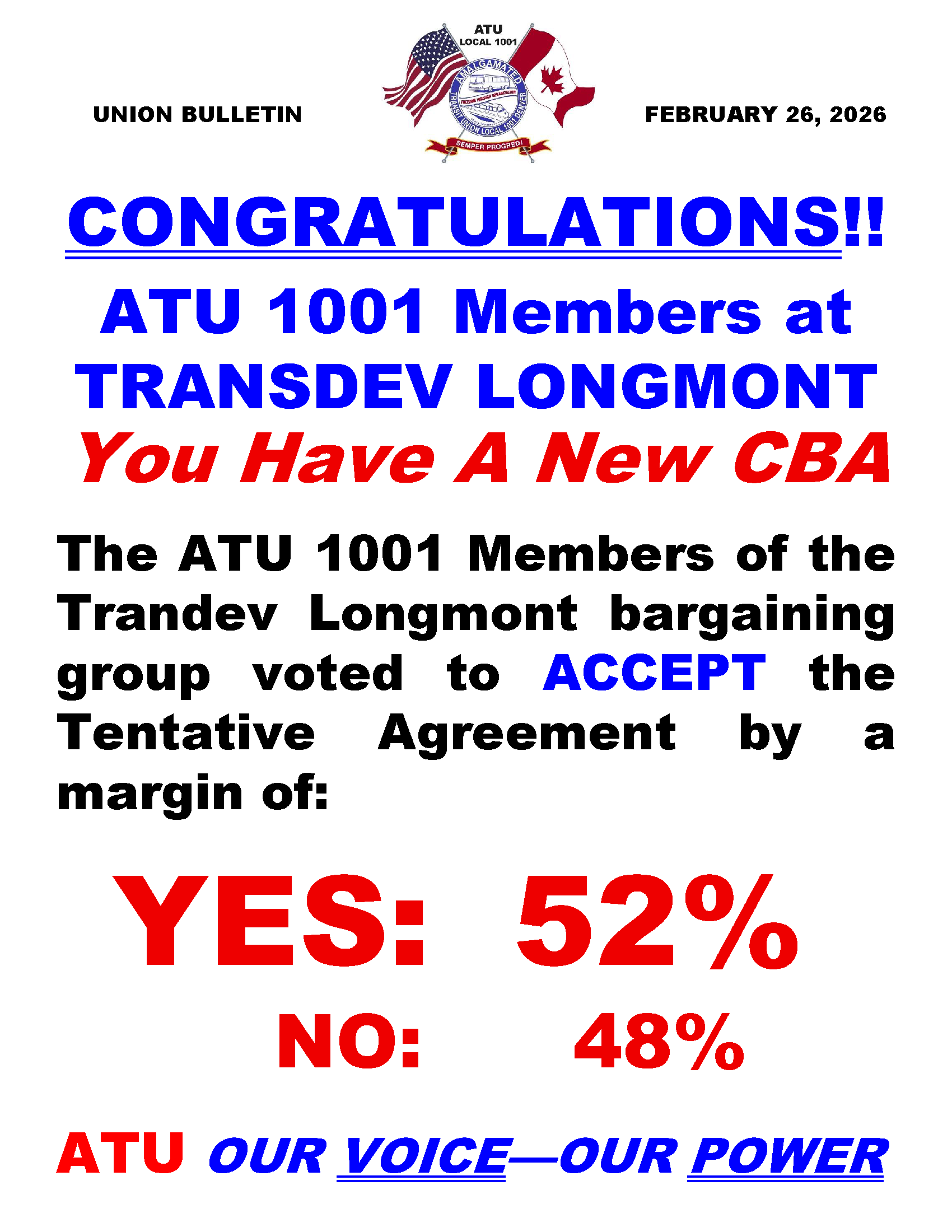 ATU Local 1001 | BULLETINS