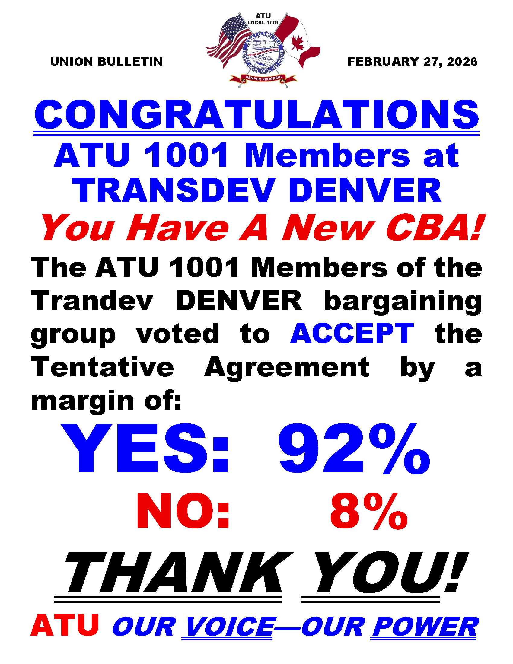 ATU Local 1001 | BULLETINS