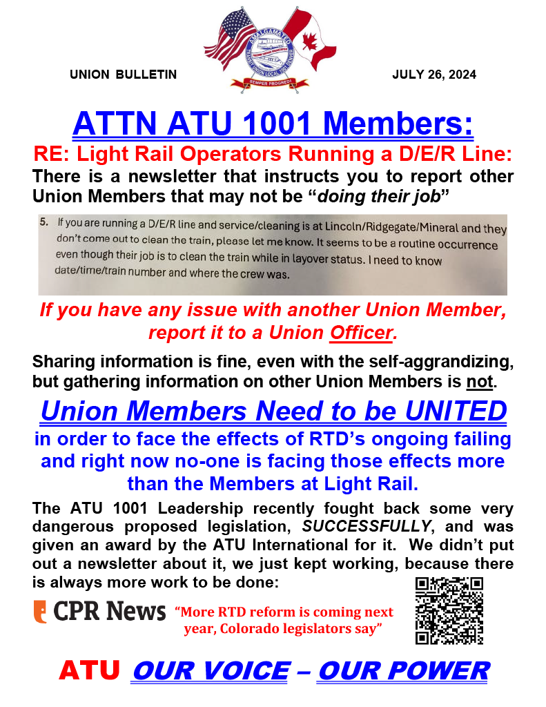 ATU Local 1001 | BULLETINS